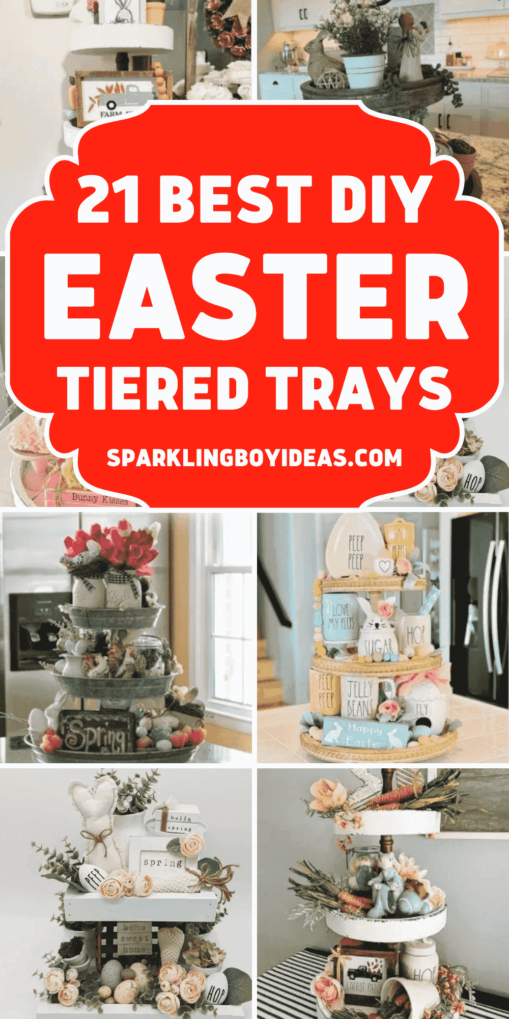 21 Easy DIY Easter Tiered Tray Decor - Sparkling Boy Ideas