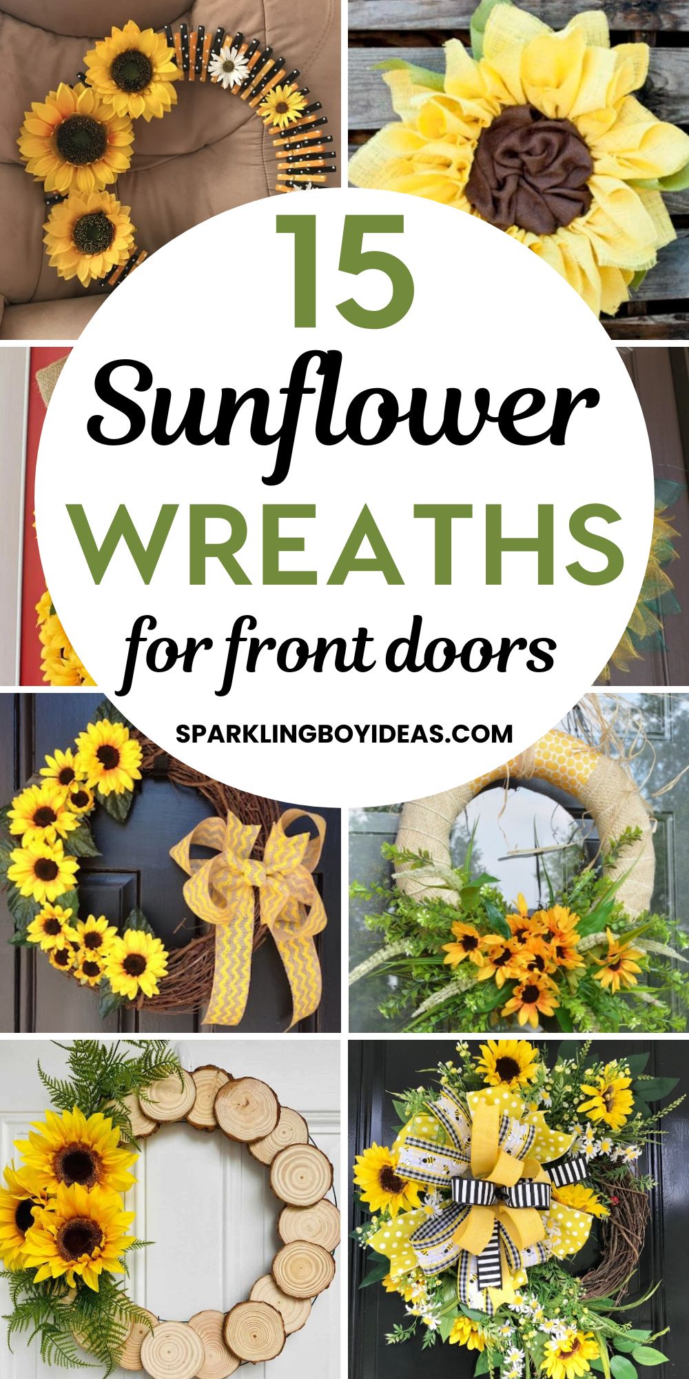 15 Easy DIY Sunflower Wreaths - Sparkling Boy Ideas