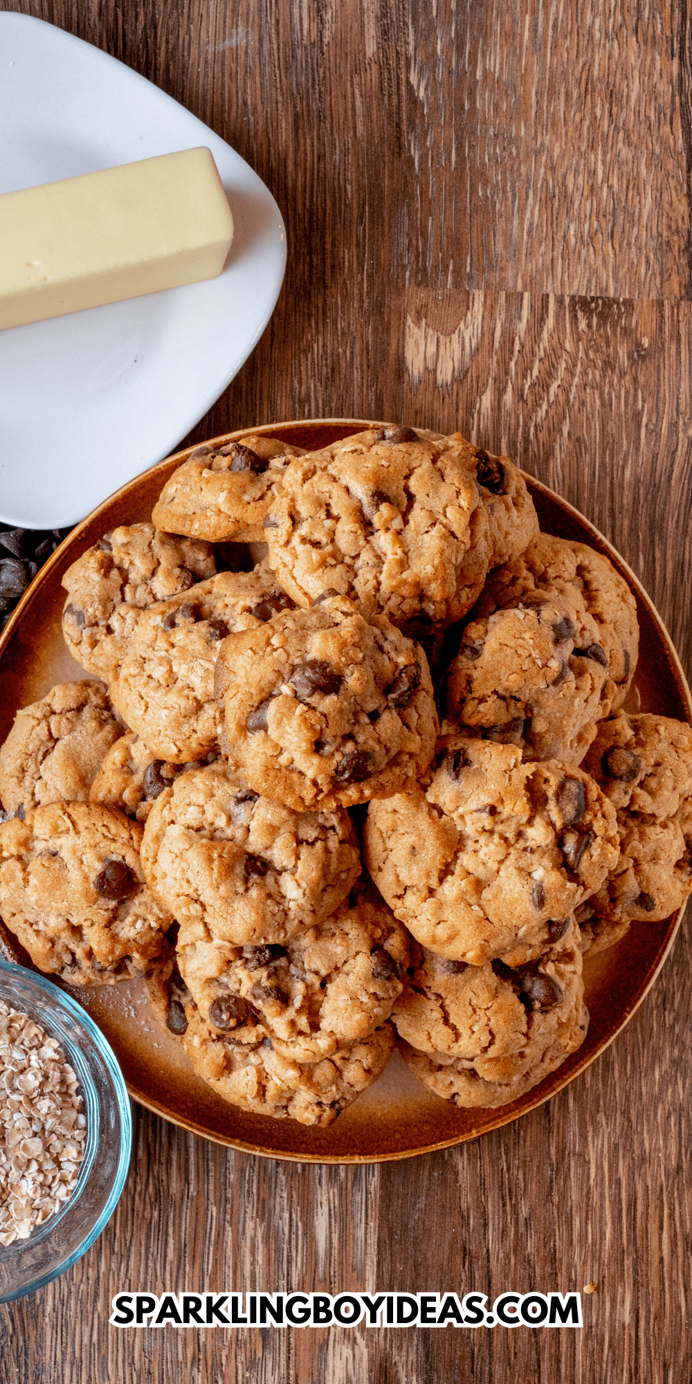 Oatmeal Chocolate Chip Peanut Butter Cookies - Sparkling Boy Ideas