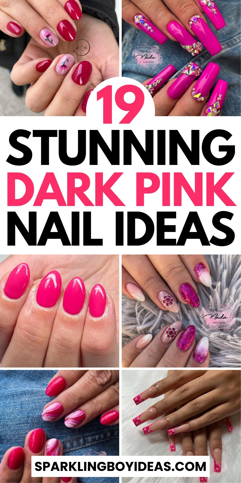 19 Trendy Dark Pink Nails - Sparkling Boy Ideas