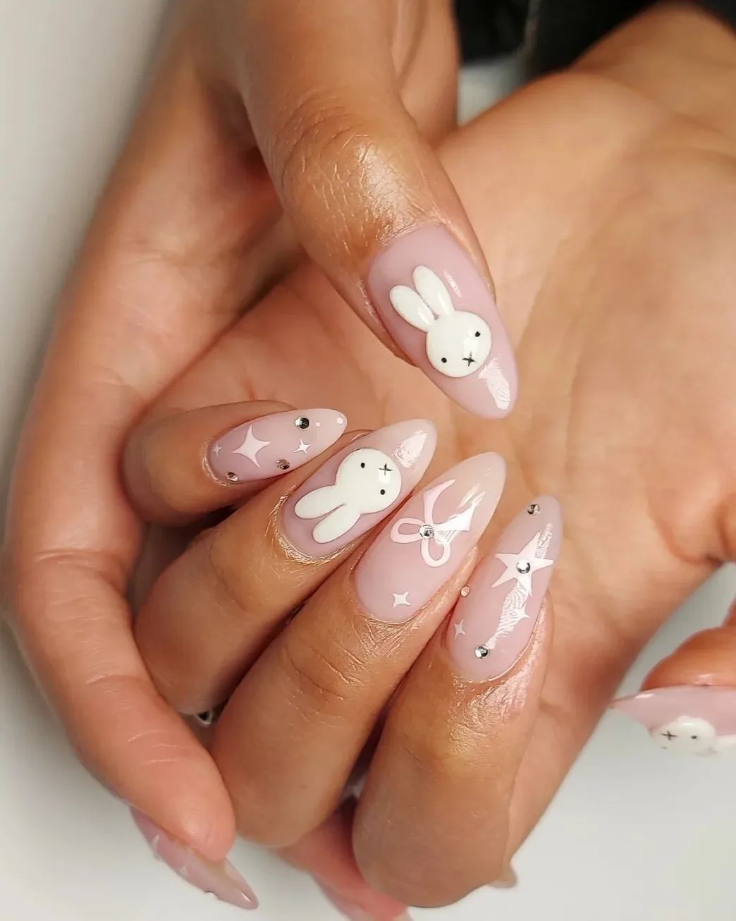 19 Cute Trendy Bunny Nails - Sparkling Boy Ideas