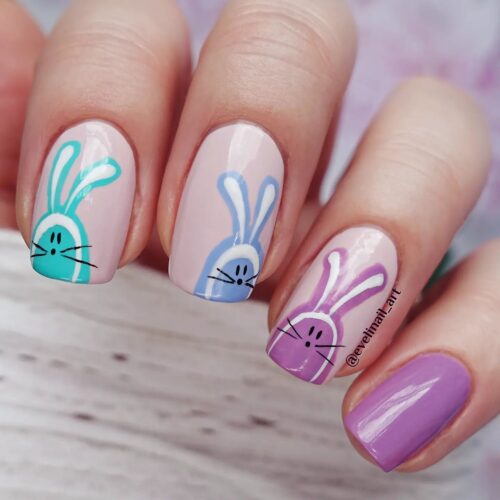 19 Cute Trendy Bunny Nails - Sparkling Boy Ideas