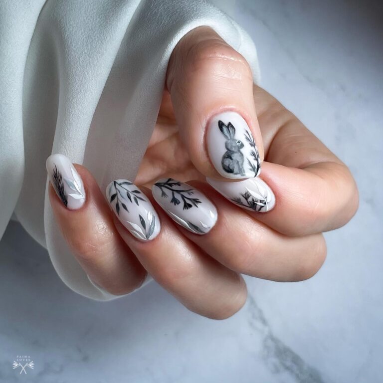 19 Cute Trendy Bunny Nails - Sparkling Boy Ideas