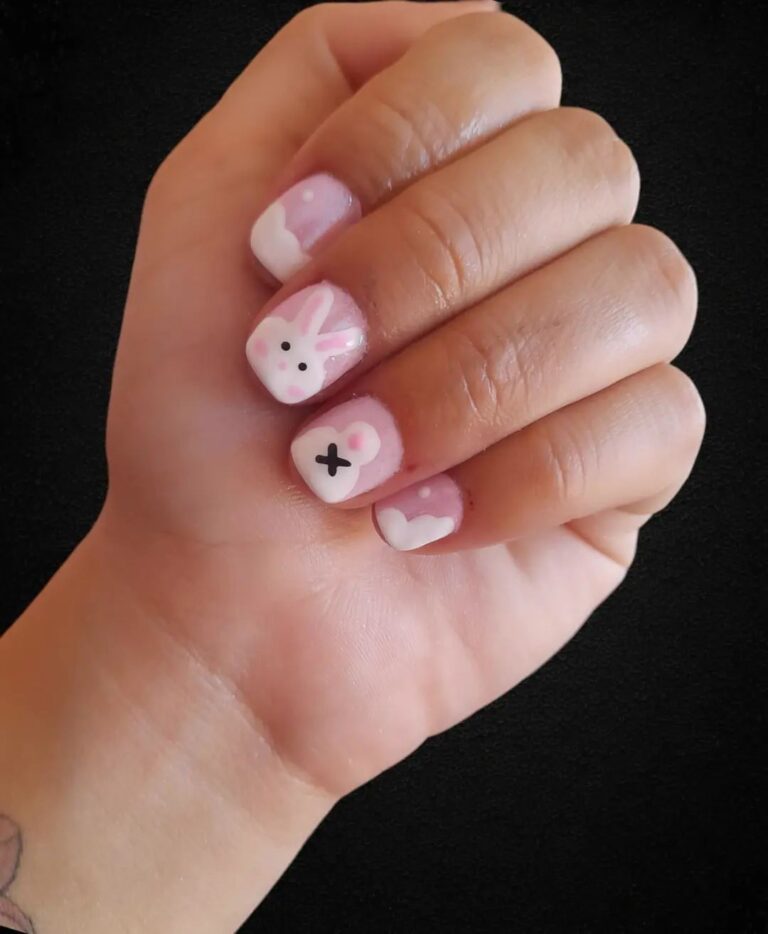 19 Cute Trendy Bunny Nails - Sparkling Boy Ideas