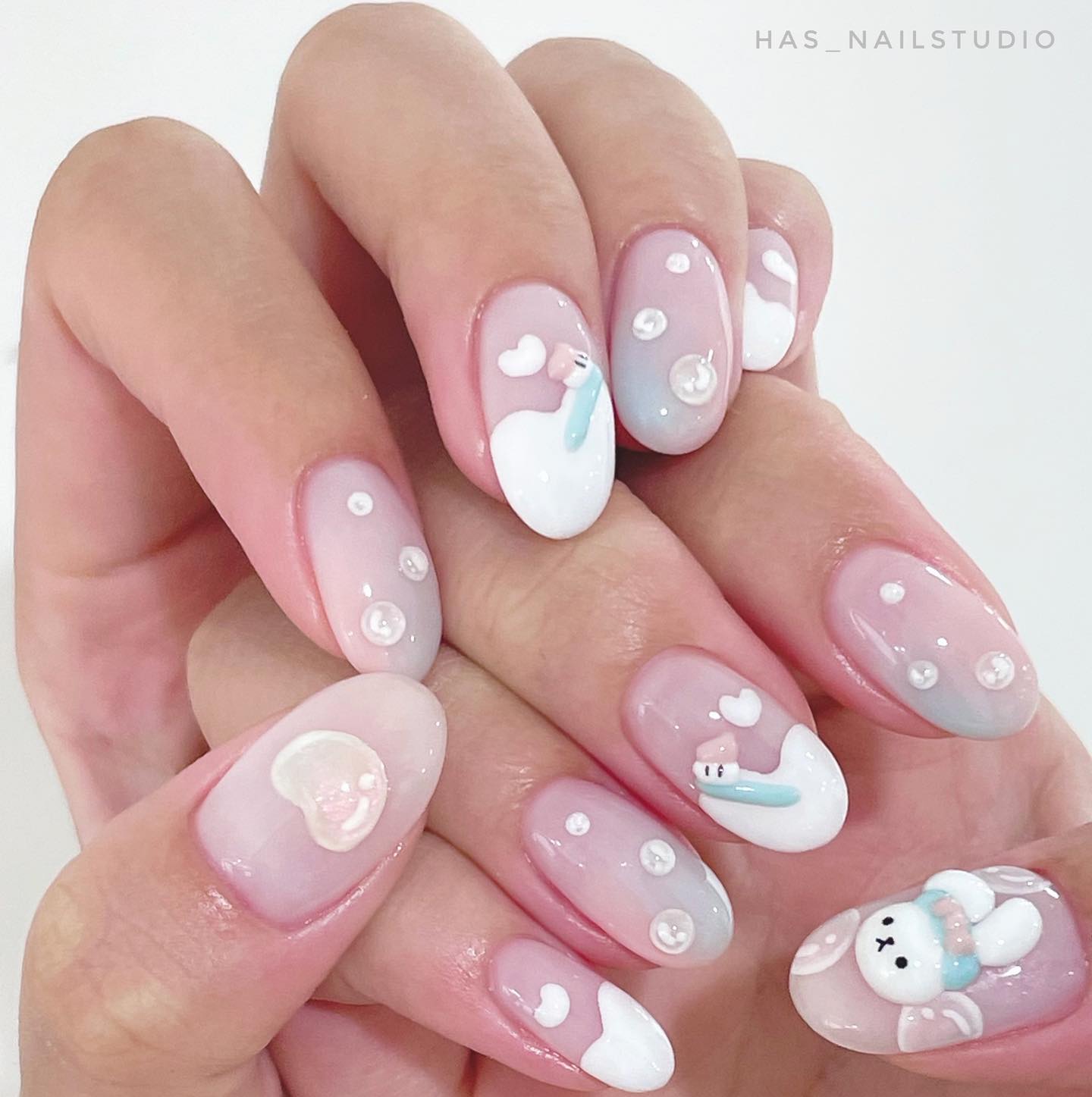 19 Cute Trendy Bunny Nails - Sparkling Boy Ideas