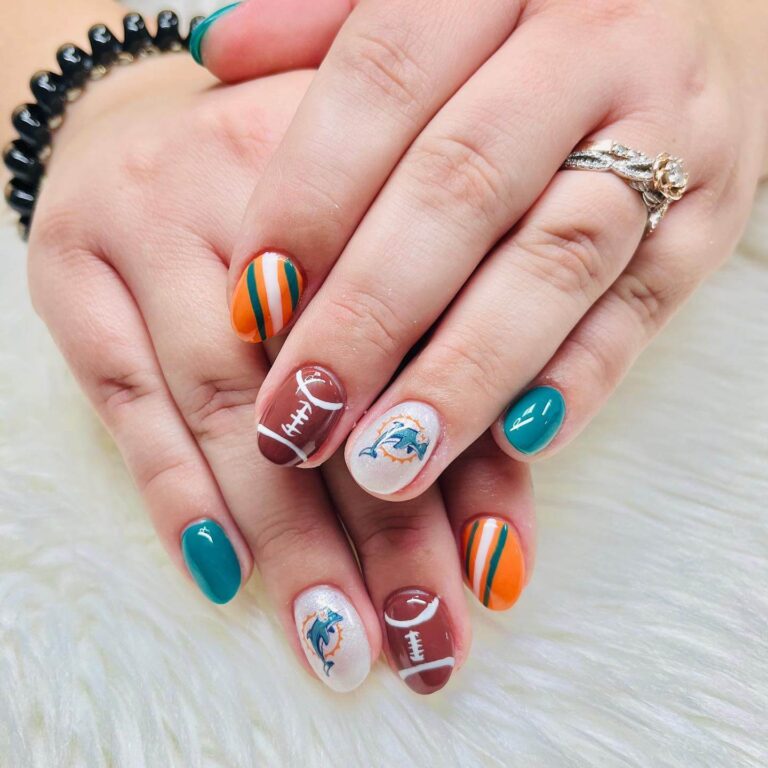21 Cute Trending Football Nails - Sparkling Boy Ideas