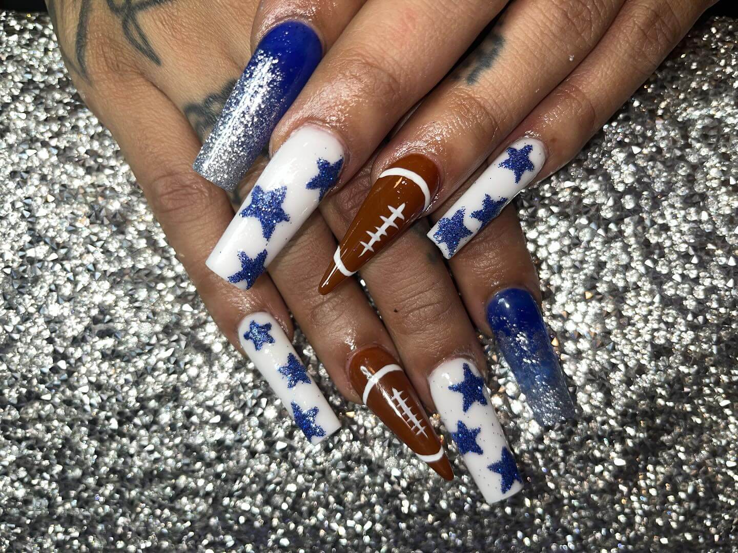 21 Cute Trending Football Nails - Sparkling Boy Ideas