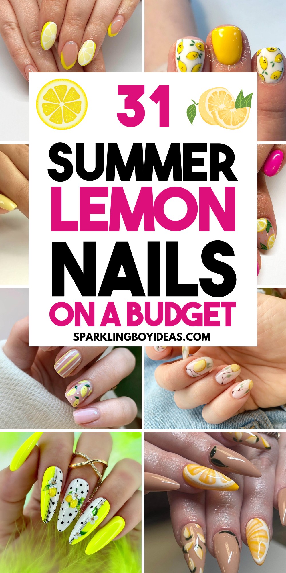 31 Summer Lemon Nails - Sparkling Boy Ideas