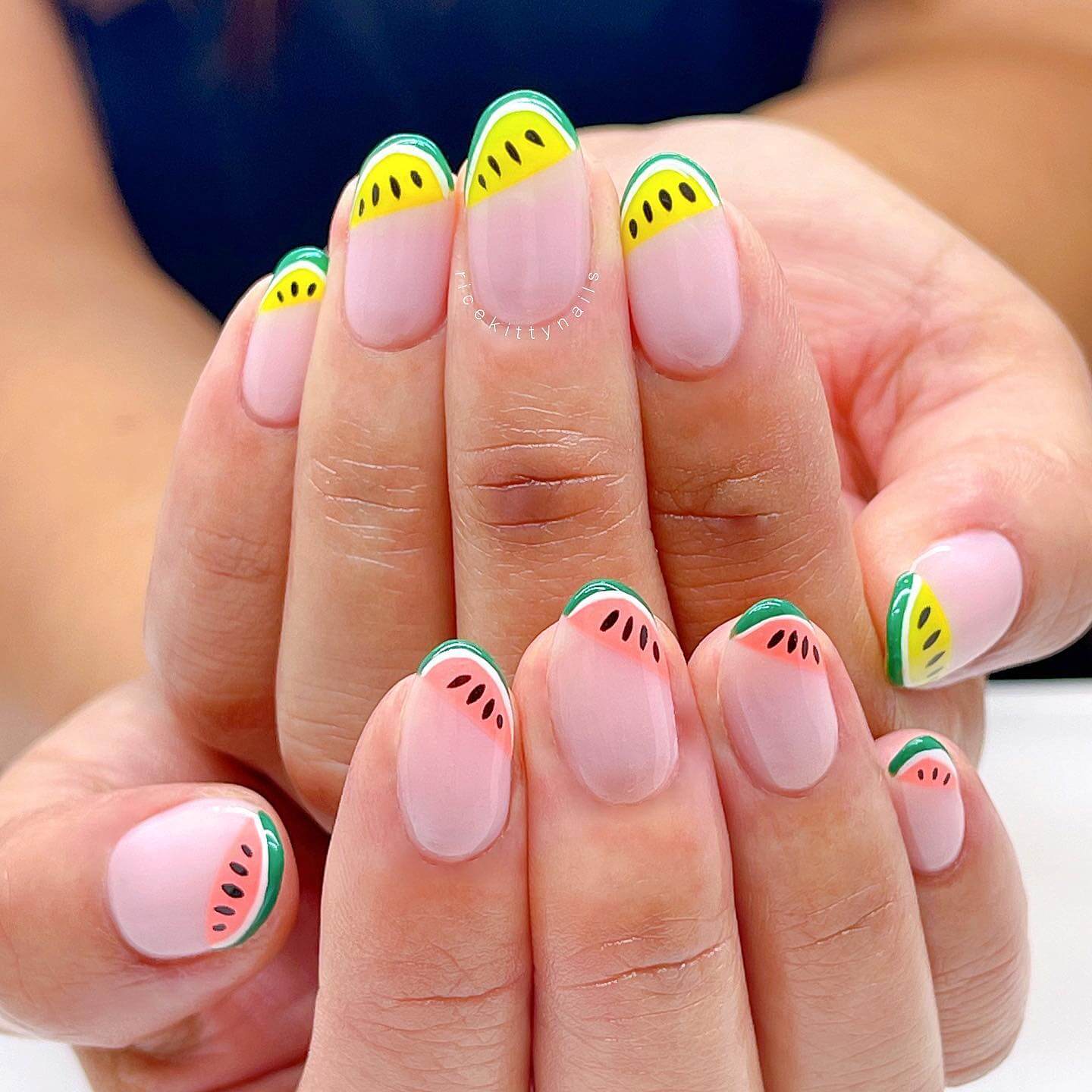31 Cute Watermelon Nails - Sparkling Boy Ideas