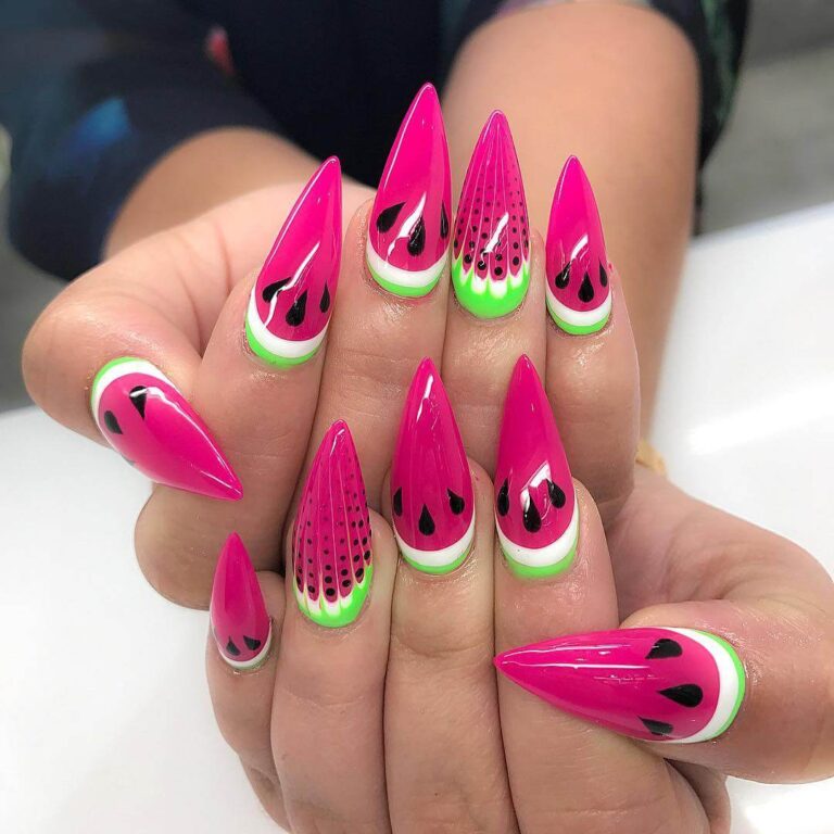 31 Cute Watermelon Nails - Sparkling Boy Ideas