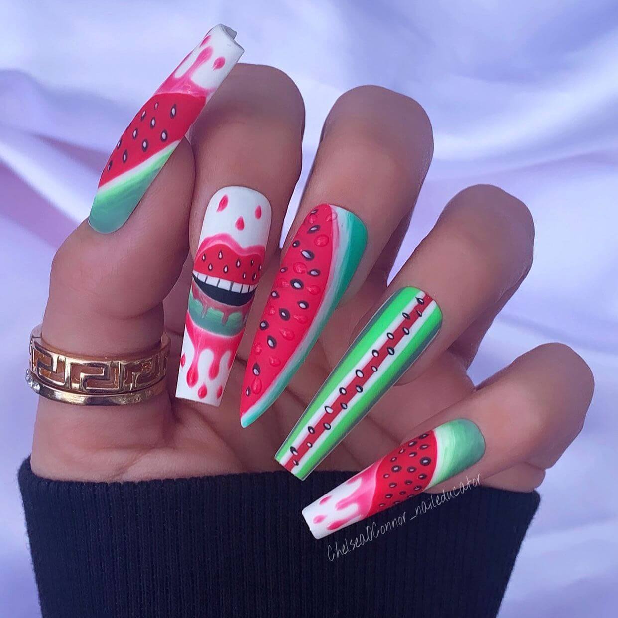 31 Cute Watermelon Nails - Sparkling Boy Ideas