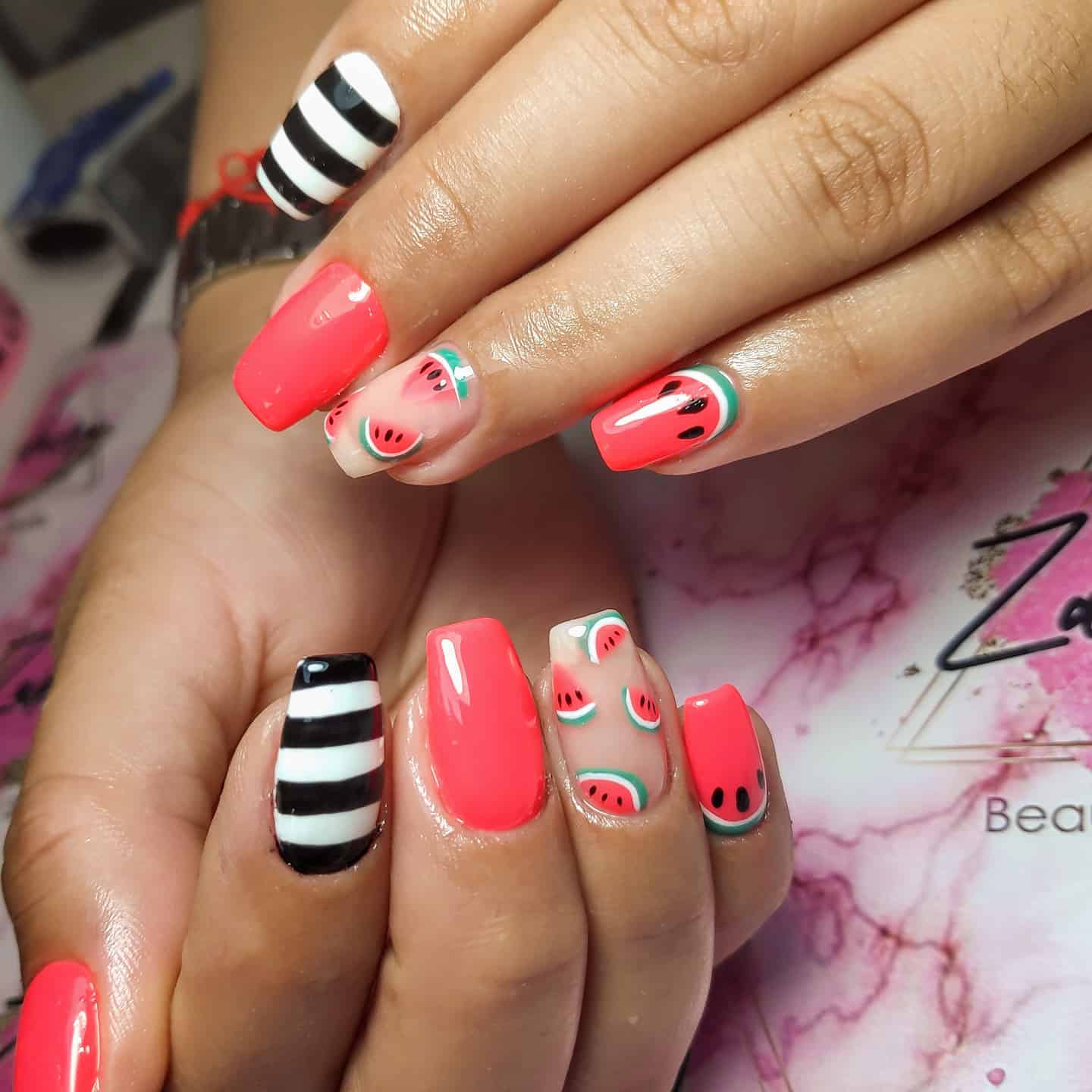 31 Cute Watermelon Nails - Sparkling Boy Ideas