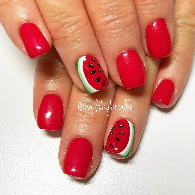 31 Cute Watermelon Nails - Sparkling Boy Ideas