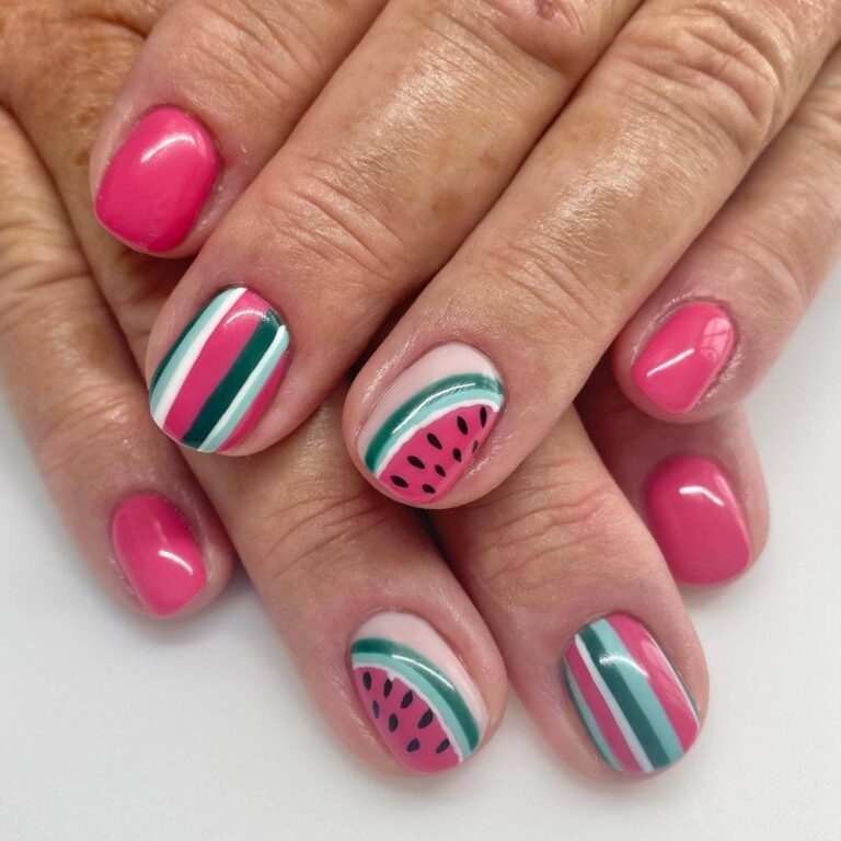 31 Cute Watermelon Nails - Sparkling Boy Ideas