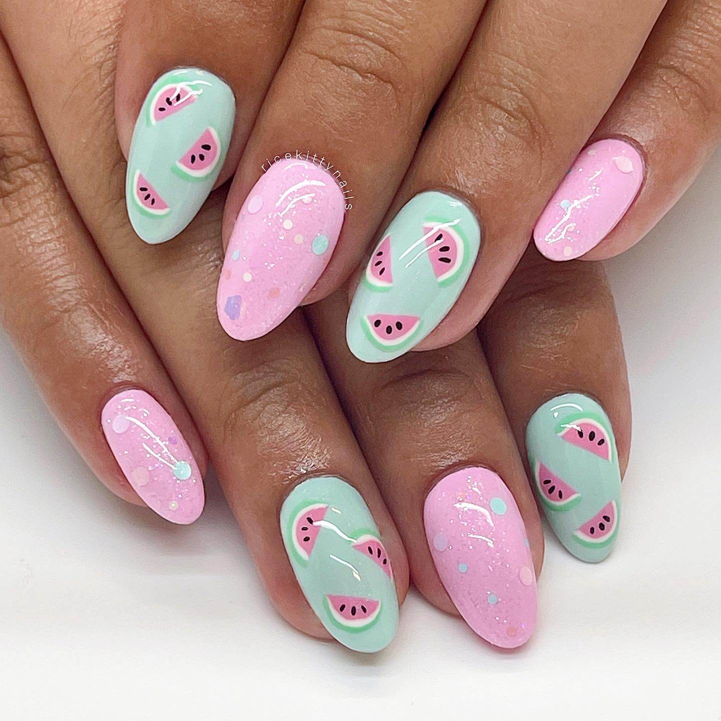 31 Cute Watermelon Nails - Sparkling Boy Ideas