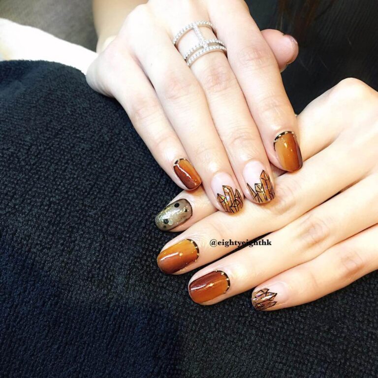31 Cute Trendy Amber Nails - Sparkling Boy Ideas