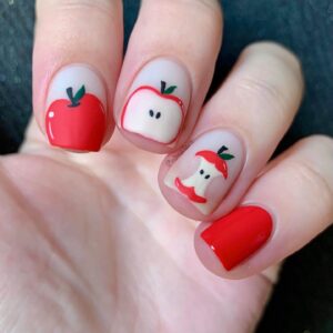 21 Trending Fall Apple Nails - Sparkling Boy Ideas