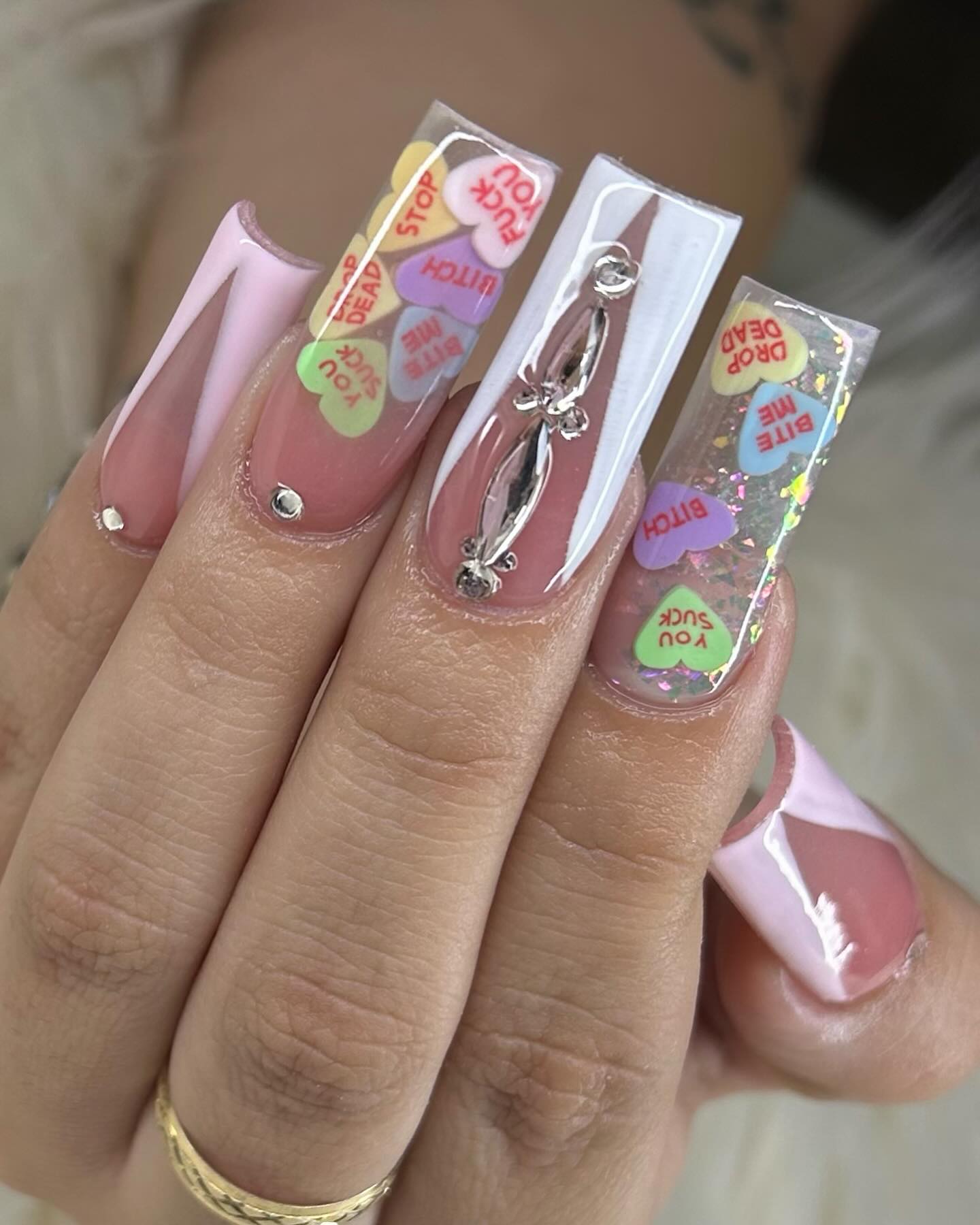 25 Cute Candy Heart Nails - Sparkling Boy Ideas