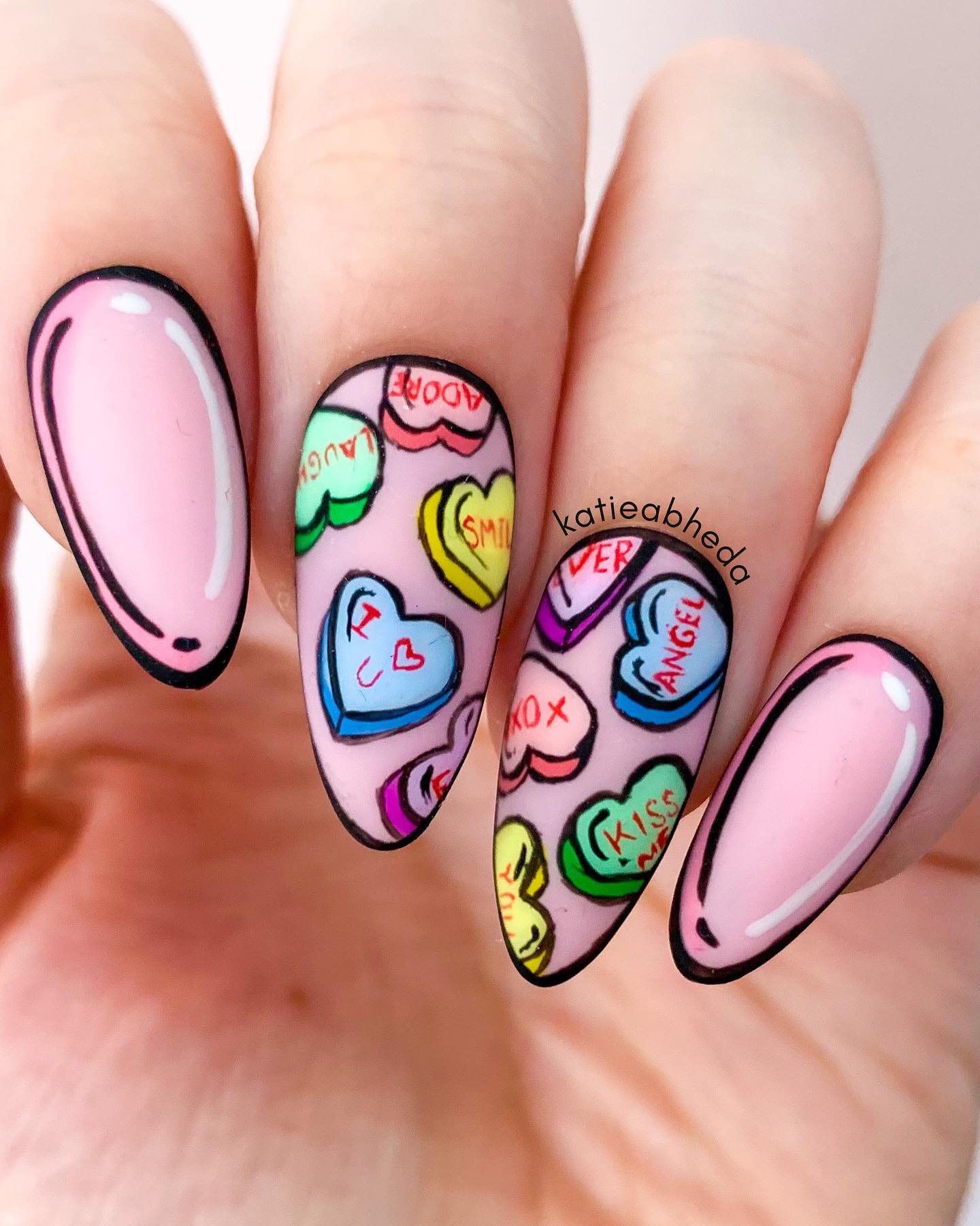 25 Cute Candy Heart Nails - Sparkling Boy Ideas