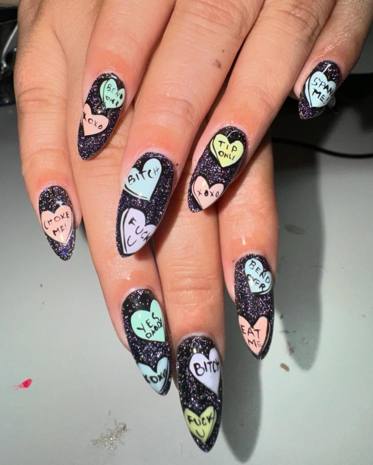 25 Cute Candy Heart Nails - Sparkling Boy Ideas