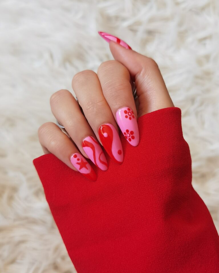 15 Elegant Pink And Red Nails - Sparkling Boy Ideas